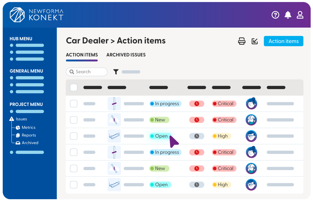 Action Items - Newforma